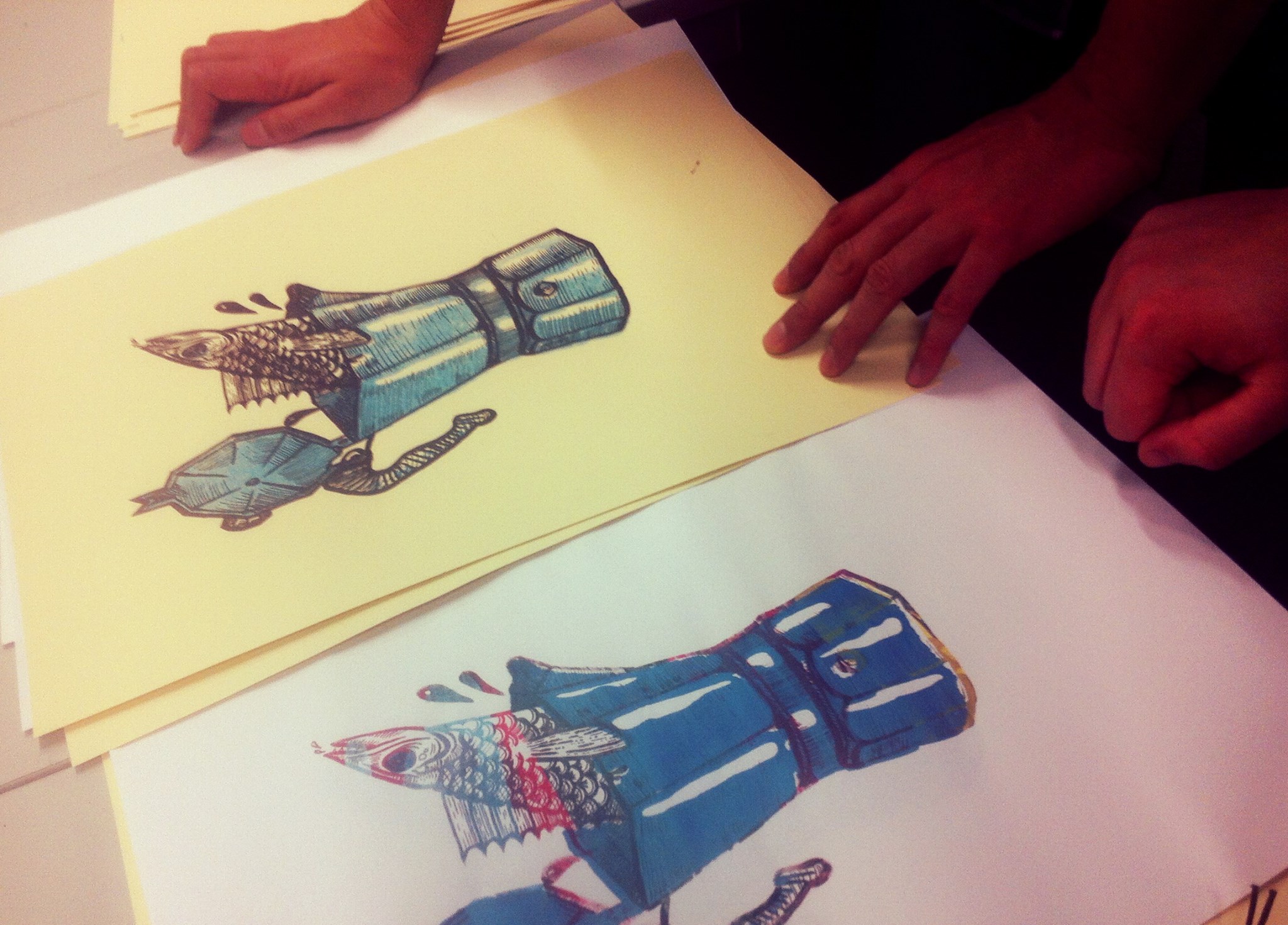 Screen printing, Monoprint and Lino cutting – Camarero en el Extranjero